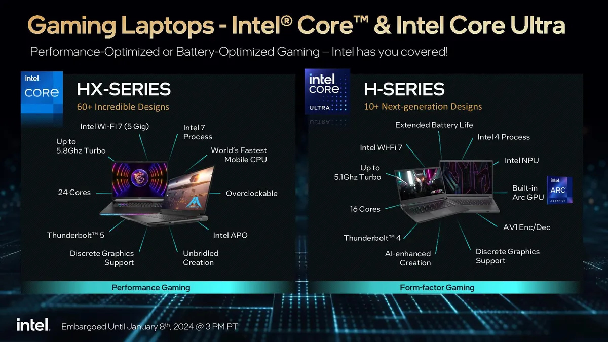 Intel представила процессоры Raptor Lake-HX Refresh для самых мощных игровых ноутбуков
